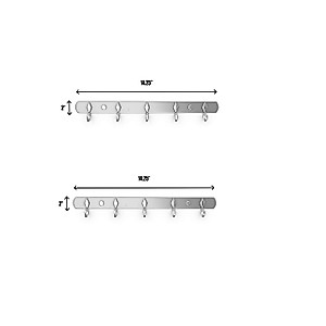 Professional Wall Mount Hook Rack for Barbecue BBQ Utensils Coats Pots Bathroom Towels 5 Hooks Rail for Hanging-Heavy Duty Stainless Steel