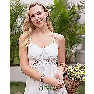 Bivei Natural Gem Semi Precious Reiki Healing Crystals Handmade 8mm Round Beads Stretch Bracelet