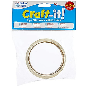 Baker Ross EV1202 Eye Stickers - Pack of 1000, Embellishments for Kids to Add to Arts and Crafts Projects, Stick On Eyes, Black & White
