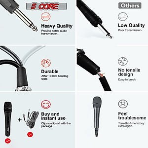 5 CORE Microphone Dynamic Vocal Handheld Mic Cardioid Unidirectional Microfono w On Off Switch + XLR Audio Cable for Singing PM-286