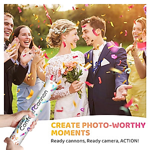 Vivalada 6 Pack Confetti Cannon - Pink, Rose Gold and White Foil Confetti Party Poppers, 12 Inch Confetti Poppers for Graduation, Birthdays Party, Weddings, Christmas New Year Eve Party Supplies