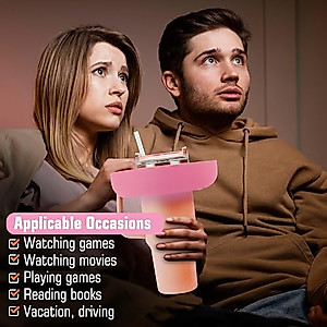 Snack Bowl for Stanley Cup - Silicone Snack Ring For Stanley Cup 1.0 H2.0 40oz Tumbler with Handle - 40 Oz Reusable Tray Platter For Stanley, Portable Snack Holder For Stanley Cup Accessories (Pink)
