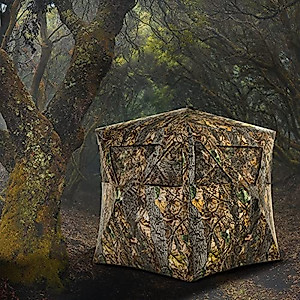 Safstar 3-Person Hunting Ground Blind, Pop-up Ground Deer Blind with Carrying Bag & Carrying Bag, 360 Degree Mesh Windows & 270° Perspective Camouflage Hunting Blind Tent for Deer Turkey Hunting
