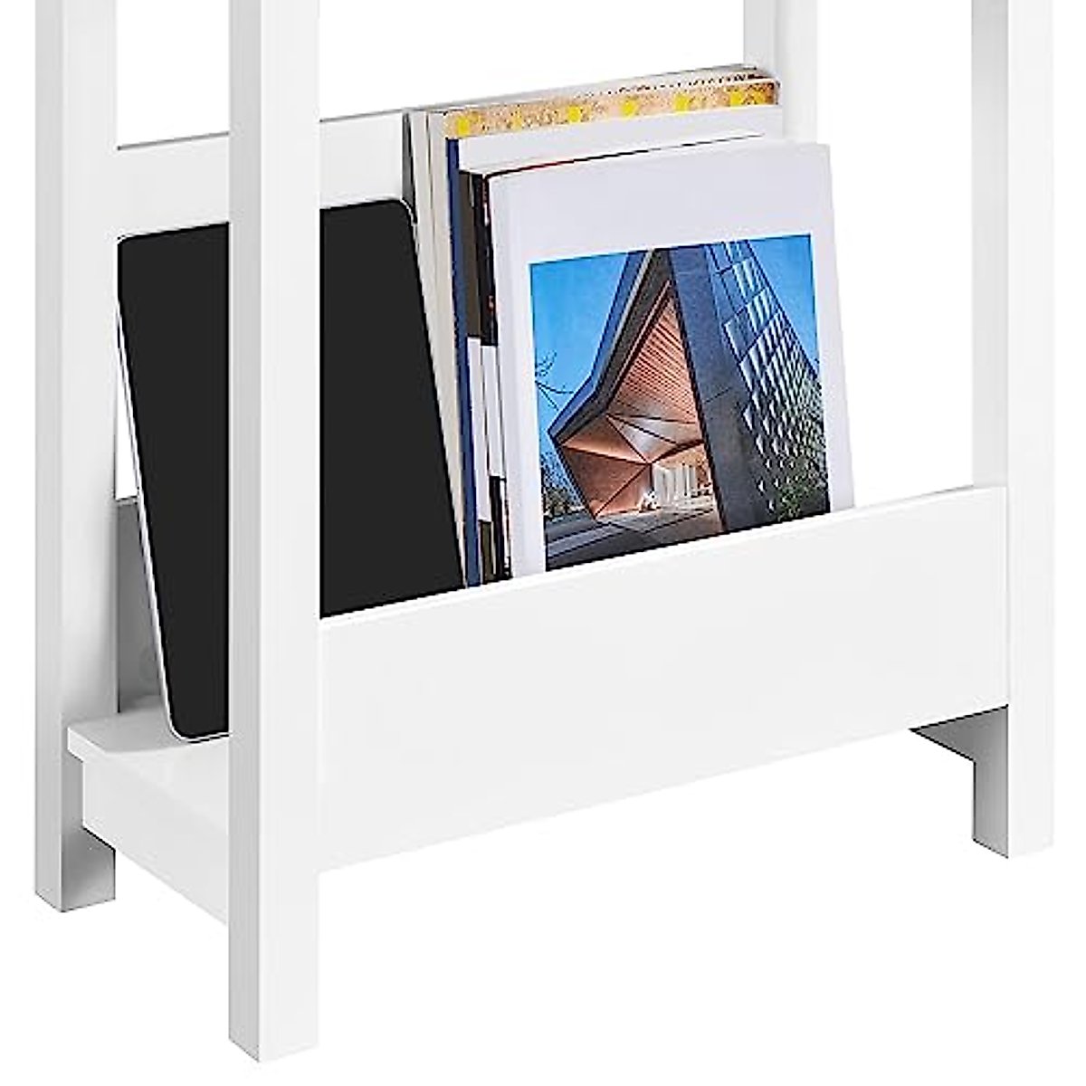 Yaheetech Small Side Table with Storage Shelf, 3-Tier Slim End Table with Magazine Rack, X Shaped Magazine Table for Living Room Home Office Balcony Small Spaces, 20? L � 10? W � 28? H, White