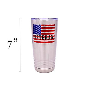 Rogue River Tactical USA Flag Military Veteran 20 Oz. Travel Tumbler Mug Cup w/Lid Vacuum Insulated Hot or Cold Gift