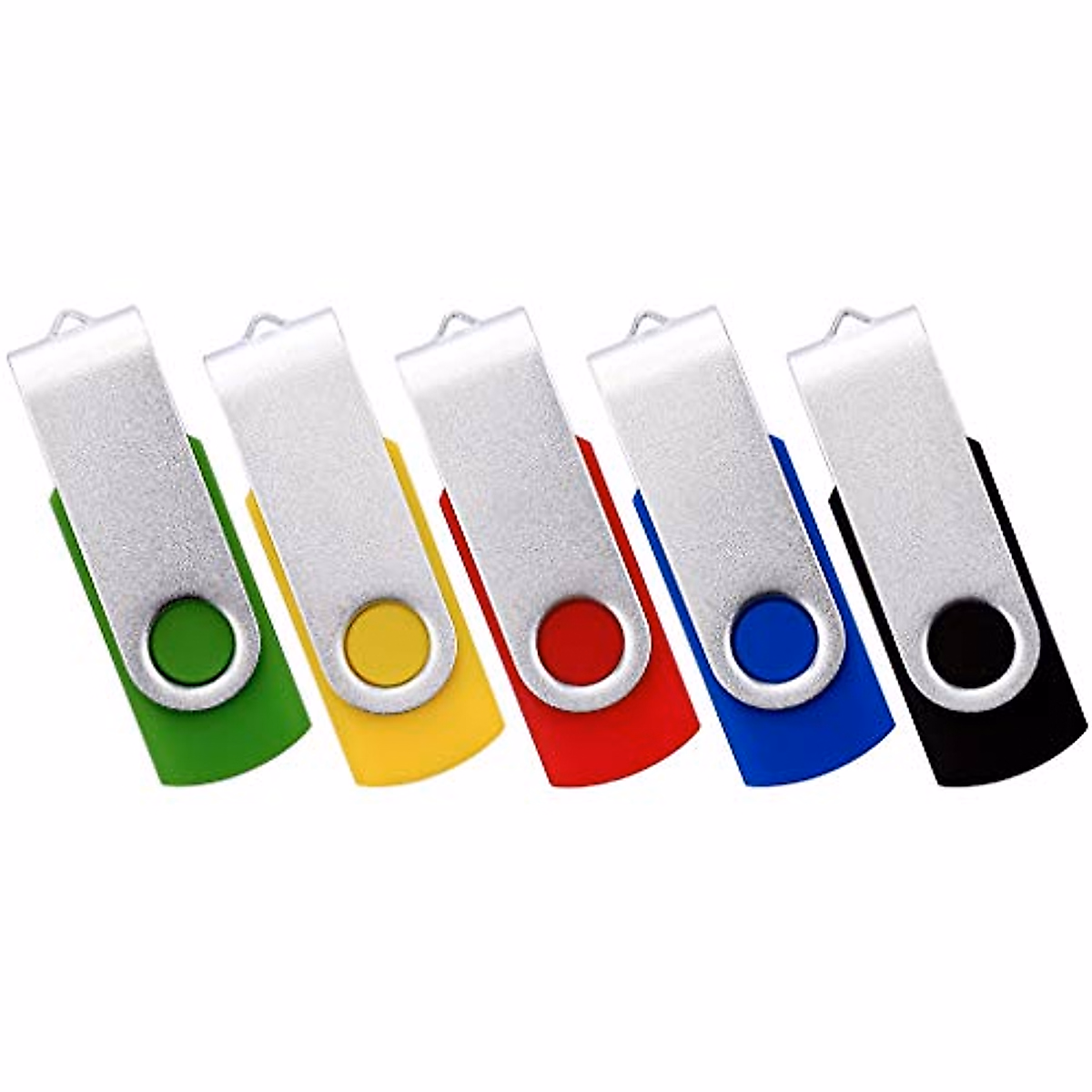 TOSPLUS 5Pack 16GB USB 2.0 Flash Drive Thumb Drives Memory Stick Jump Drive Zip Drive (Black/Green/Blue/Red/Yellow)