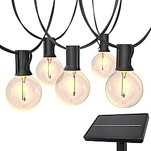 SUNTHIN Solar String Lights, 48ft Solar Patio Lights with 24 Shatterproof G40 LED Bulbs, Waterproof Solar Powered Outdoor Lights for Backyard, Garden, Deck, Porch, Pergola, Camping, Party
