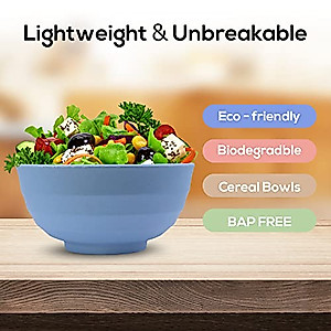 Numkey 60 oz [Set Of 6] Large Cereal Bowls, Wheat Straw Bowls, Salad bowls, Soup bowls, Unbreakable Oversized Bowl Dishwasher & Microwave Safe BPA Free Cereal Bowls for kitchen (Multicolor)
