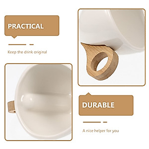 Hemoton 2Pcs Coffee Mug Ceramic with Wooden Handle, 150ml/5Oz Coffee Cup Household Drinking Cup Espresso Cup (White)