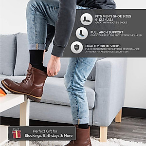 HOT FEET Men's Socks, Cotton Crew Socks for Men, Cushioned Boot Socks for Men, Work Socks for Men, Moisture Wicking Socks Men - Size 10-13, 10 Pairs, Black