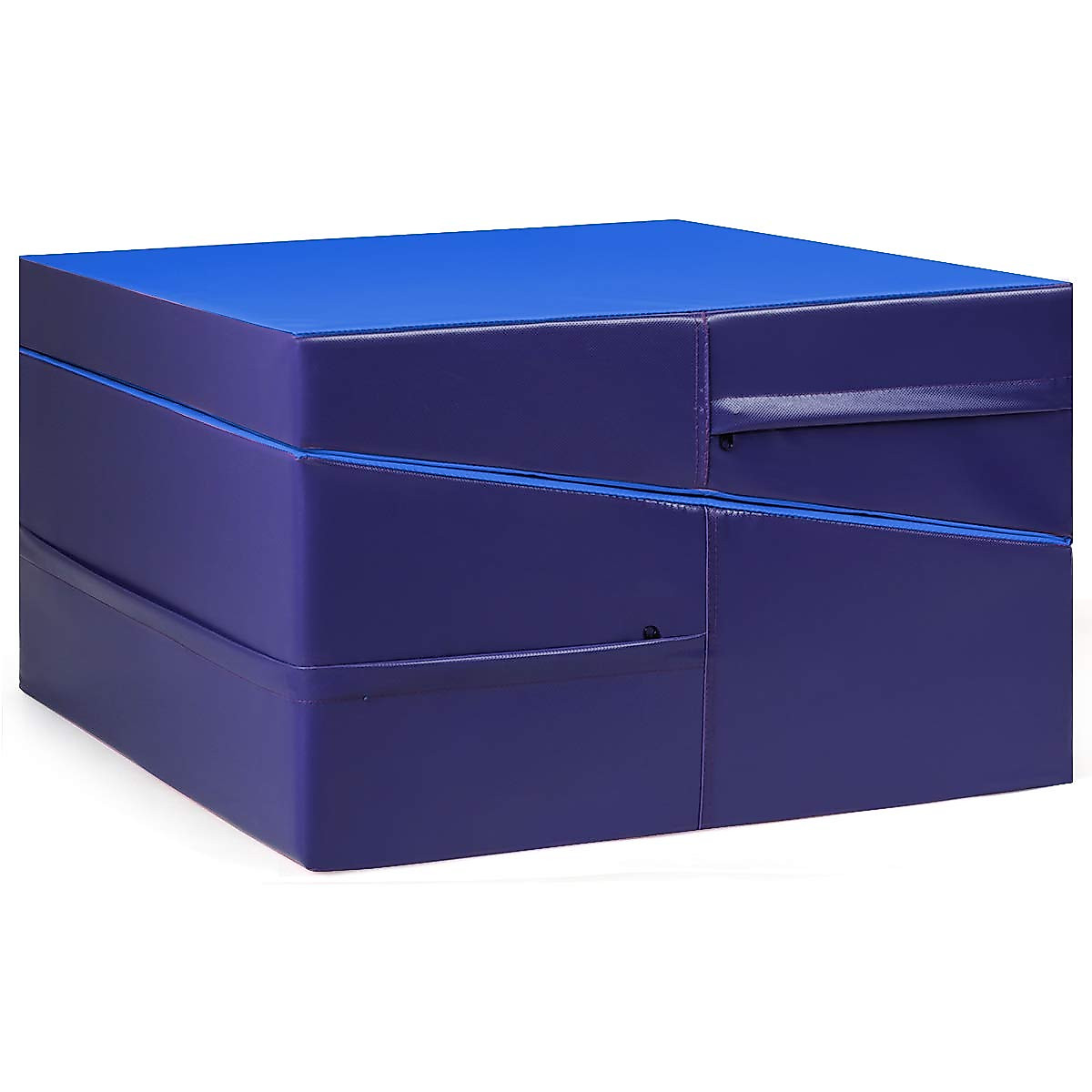 Giantex Incline Gymnastics Mat Wedge Folding and Non-Folding Gymnastics Gym Fitness Skill Shape Tumbling Mat for Kids Play Home Exercise Aerobics (Blue/Purple 60"X30"X14")