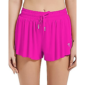 Wsirmet Womens Flowy Athletic Shorts 2 in 1 Workout Running Yoga Shorts Summer Spandex Shorts Butterfly Skirts Cute Clothes Black