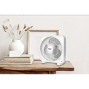 Comfort Zone CZ9BWT Portable 9" 3-Speed Quiet Box Fan for Home, White