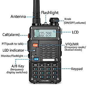 Ham Radio, BAOFENG 8W Dual Band Two Way Radio Long Range, Handheld UV5R Radio, Professional 2 Way Radios with Rechargeable Battery, Charger, Earpieces, Mic and Programming Cable (2 Pack)
