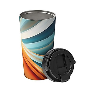 WANGXUEE Striped Print 500ml Stainless Steel Travel Tumbler Double Wall Vacuum Insulated Coffee Mug