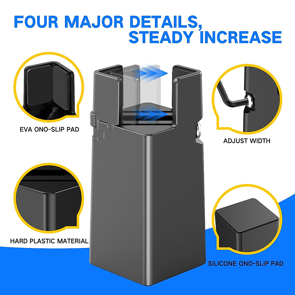 XNN Furniture Risers Adjustable Bed Risers 4 Inch with Screw Clamps, Chair Risers, Fit Small Furniture Legs Diameter from 0.8"-1.6" Table Leg Extenders, Desk Sofa Risers, Supports 20000 LBS (4 Pack)
