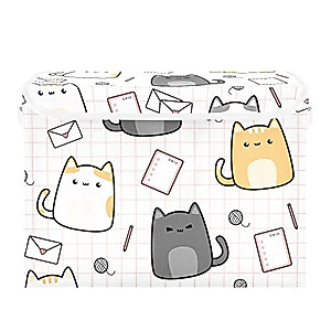 innewgogo Kawaii Cats Watercolor Storage Bins with Lids for Organizing Closet Organizers with Handles Oxford Cloth Storage Cube Box for Room