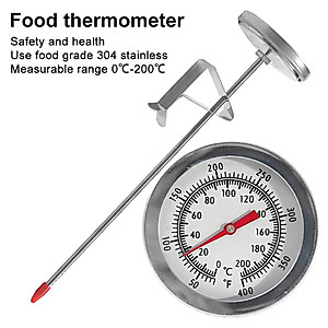 Oil Thermometer for Deep Frying Stainless Steel Frying Thermometer Fryer Fries Fried Chicken Wings Barbecue Thermometer Gauge