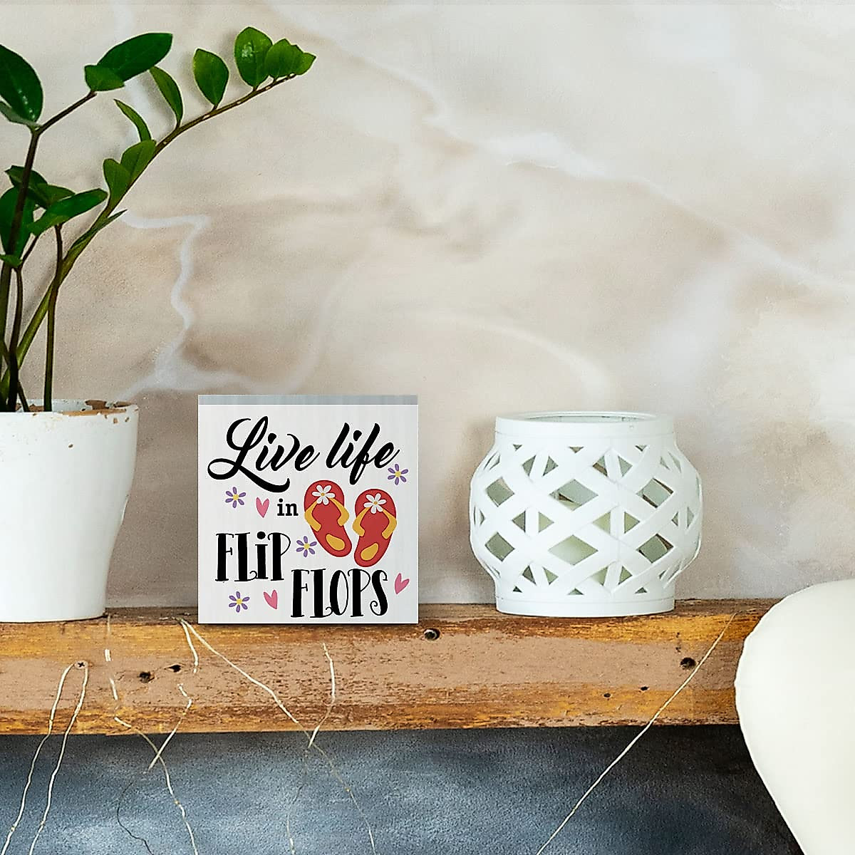 Wooden Box Sign Desk Decor for Table Shelf House Living Room Bedroom Bar Summer Outdoor Wall Decoration Rustic Farmhouse Style Funny Beach Sign Summer Vacation Beach Decor Beach Gifts