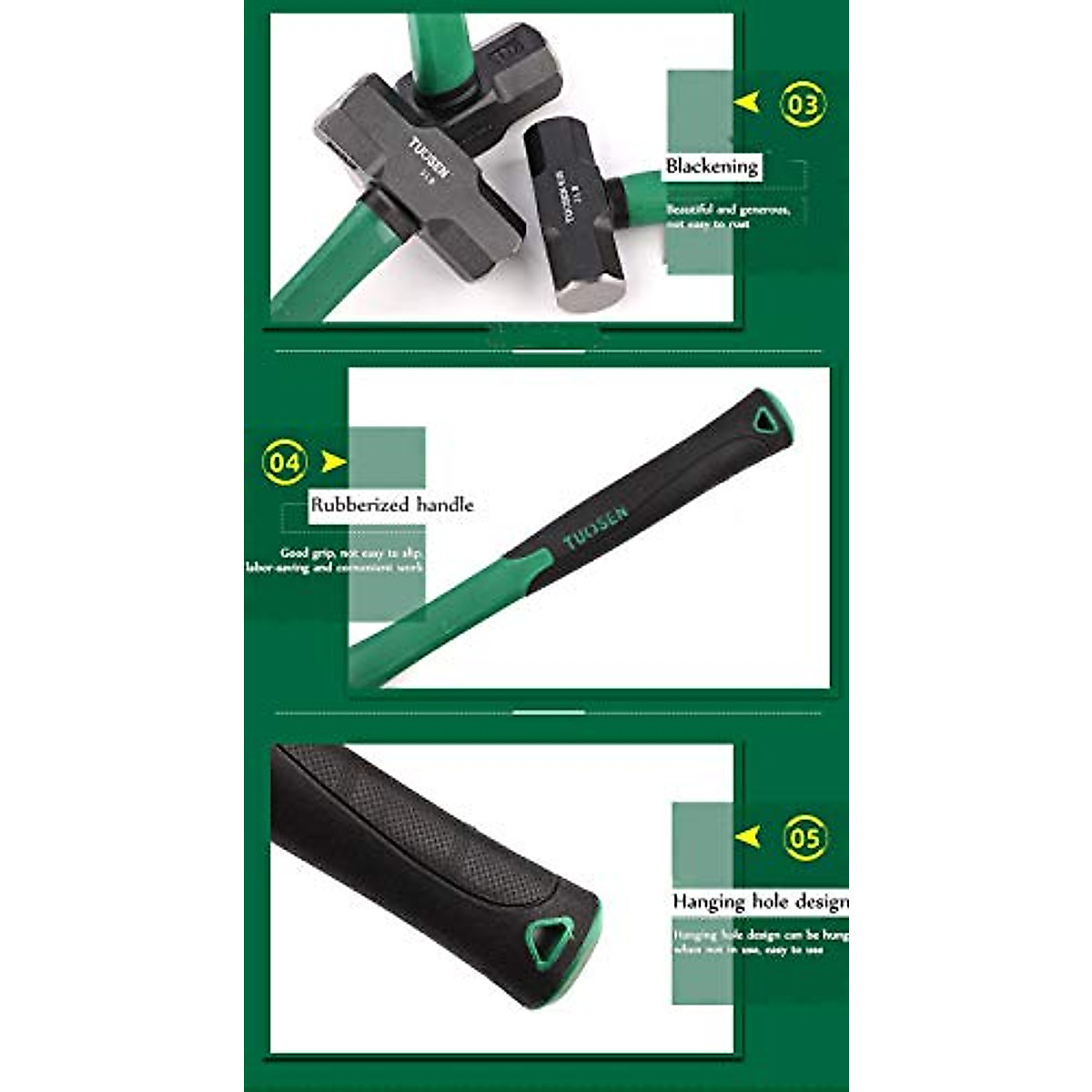 3-Pound heavy duty hammer/Strike Drilling/Crack Hammer, octagonal hammer with fiber shockproof handle,3-Pound Sledge with Fiberglass Handle & No-Slip Cushion Grip