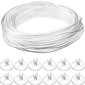Boao 32.8 ft Aquarium CO2 Proof Tubing Clear Airline Tubing Aquarium Air Tubing 5/16 Inch with 12 Pcs Suction Cups Aquarium Air Pump Accessories for Fish Tank