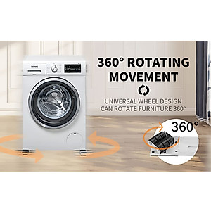 Two Adjustable Mobile Washing Machine Stand Fridge Stand Universal Dolly Stand with Brake, Non-Slip, Suitable for Refrigerator Base, Dryer Base, Washing Machine Base ，Movable Washer Stand (White)