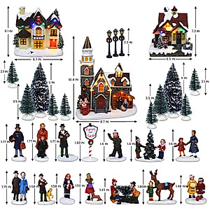Christmas Village Figurines Decoration Set - Perfect Addition to Your Christmas Indoor Decorations & Snow Village Displays - A Thoughtful Gift for Your Loved Ones (30 Piece Christmas Village Set)