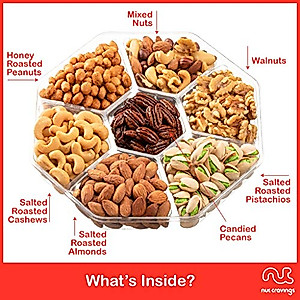 Easter Mixed Nuts Gift Basket in Red Gold Box (7 Assortments) Gourmet Food Bouquet Arrangement Platter, Birthday Care Package, Healthy Kosher Snack Tray, Adults Men Women