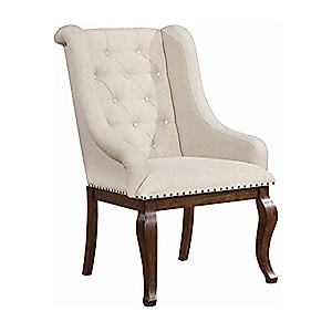 Coaster Home Furnishings Brockway Glen Cove Arm Chairs with Button Tufting and Nailhead Trim Antique Java and Cream (Set of 2)