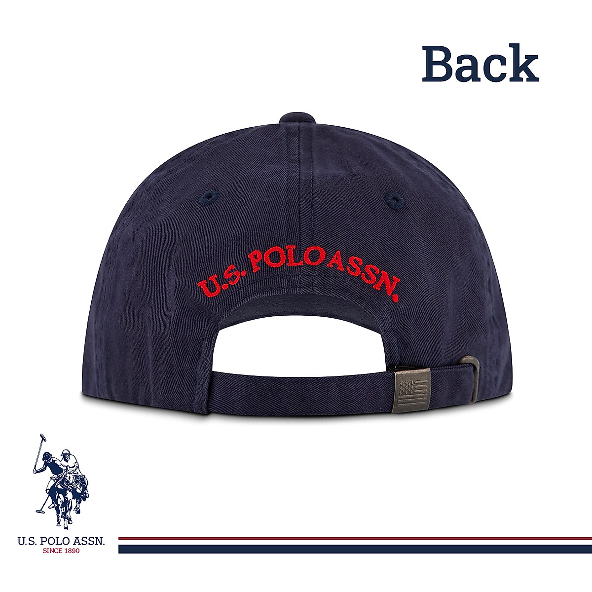 U.S. Polo Assn. mens U.s. Polo Assn. Washed Twill Cotton Adjustable Hat With Pony Logo and Curved Brim Baseball Cap, Navy Blue, One Size US