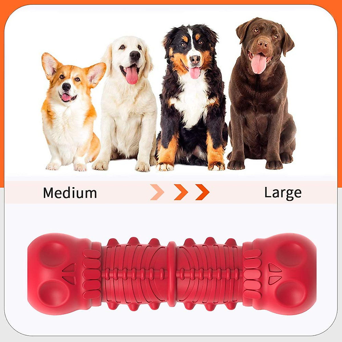 Dog Squeaky Toys Almost Indestructible,bfuee Dog Chew Toys for Aggressive Chewers, Toughest Natural Rubber,Pet Chew Toys for Medium and Large Breed,Bone Shape
