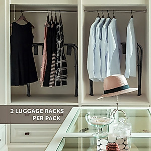 Bartnelli 2-Pack Folding Luggage Rack Collapsible Metal Suitcase Stand with Durable Black Nylon Straps- for Bedroom, Guest Room, or Hotel (Gray Steel)