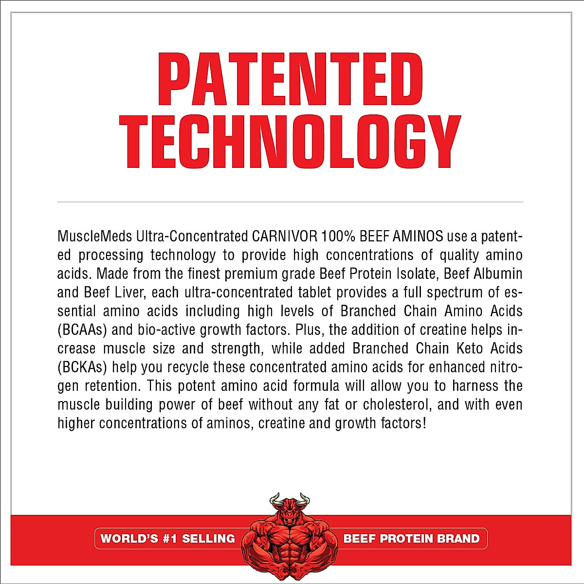 MuscleMeds Carnivor Beef Aminos, Beef Protein Isolate, Beef Liver, Beef Albumin, Creatine, BCAAs for Recovery and Muscle Growth, 300 Tablets