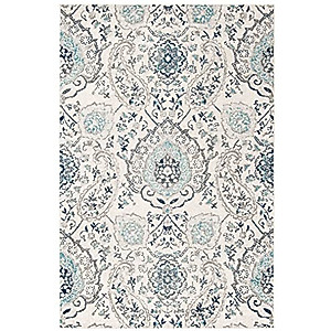 SAFAVIEH Madison Collection Area Rug - 5'3" x 7'6", Cream & Light Grey, Boho Chic Glam Paisley Design, Non-Shedding & Easy Care, Ideal for High Traffic Areas in Living Room, Bedroom (MAD600C)