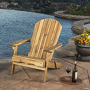 Christopher Knight Home Hayle Reclining Wood Adirondack Chair with Footrest, Natural Stained