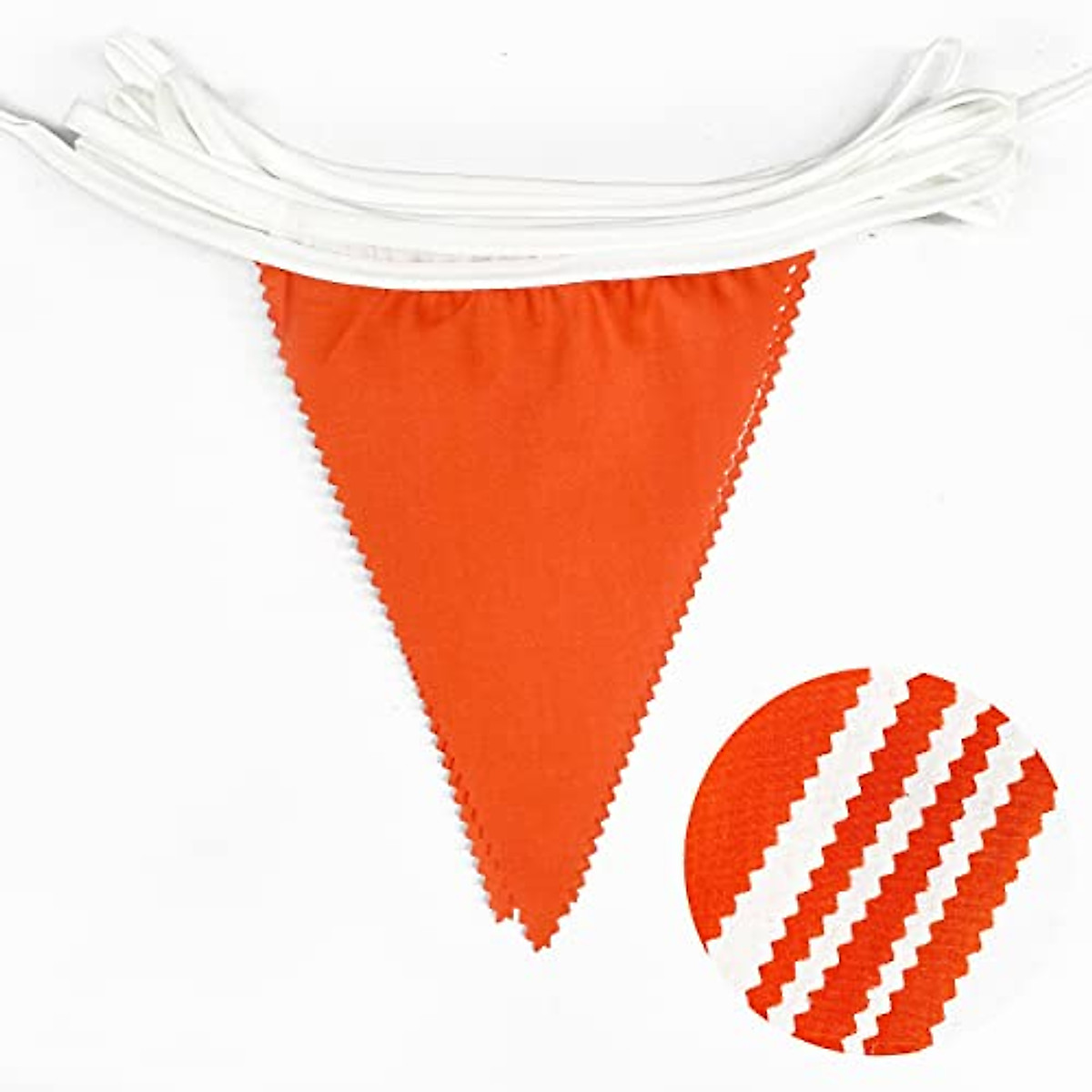 32Ft Orange White Triangle Flag Fabric Banner Pennant Garland Bunting Streamers for Fall Decor Autumn Wedding Birthday Party Thanksgiving Day Graduation Home Nursery Outdoor Garden Hanging Decoration
