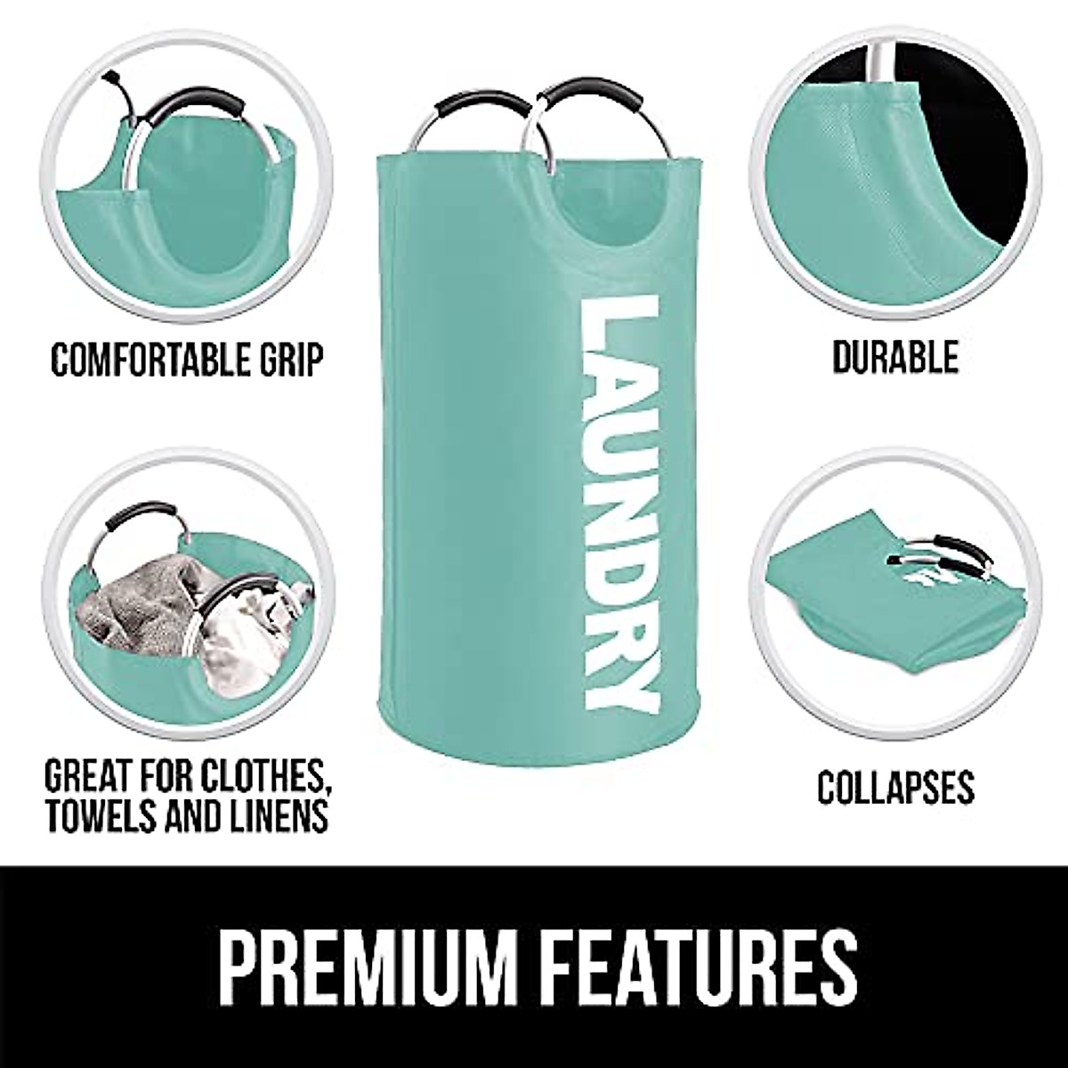 Gorilla Grip Laundry Basket and 3 Piece Packing Cubes, Laundry Basket Size 82L, Easy Carry Handles, Space Saving Travel for Carry On in Multiple Sizes, Mesh Zipper, Both in Turquoise, 2 Item Bundle