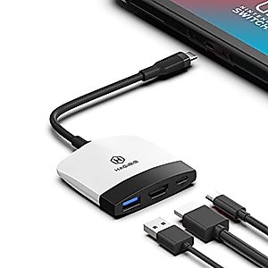 Switch Dock for Nintendo Switch OLED, Hagibis Portable TV Dock Charging Docking Station with HDMI and USB 3.0 Port Replacement Base Dock Set Type C to HDMI TV Adapter for MacBook Pro Air (Black White)