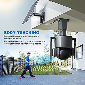 4K Solar Security Cameras Wireless Outdoor with Wireless 2.4G Wi-Fi 360° View, Solar Security Camera with AI Motion Detection, Infrared Night Vision,10x Optical Zoom, PTZ Control, 2-Way Talk, IP66