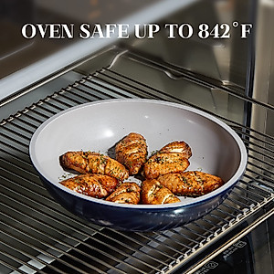 ROCKURWOK Pots and Pans with Removable Handle, Cookware Set with Ceramic Nonstick Coating, Suitble for Camping | RV, Dishwasher Safe | Ovens Safe | PFAS Free | PFOA Free, Blue