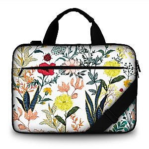 Baocool 11.6 12 12.9 13 13.3 Inches Canvas Laptop Carrying Shoulder Sleeve Carrying Case Ultrabook Protective Bag Messenger Briefcase with Side Handle (Colorful Flowers)