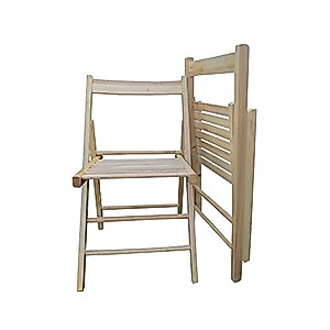 CIATRE Set of 2 Comfy Solid Wood Folding Chairs with Slatted Seat and Open Back - Fully Assembled for Indoor/Outdoor Events (Natural)