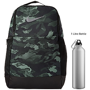Nike Brasilia 9.0 All Over Print Medium Backpack, BA6334-077 (Light Solar Flare Heather/Black/Metallic Cool Grey)