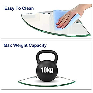 AIBLOM 2 Tier Clear Tempered Glass Floating Shelf, Shower Caddy Organizer Corner Shower Shelf Shampoo Soap Holder for Inside Shower Bathroom Bathtub Wall, Shower Shelves with Adhesive No Drill
