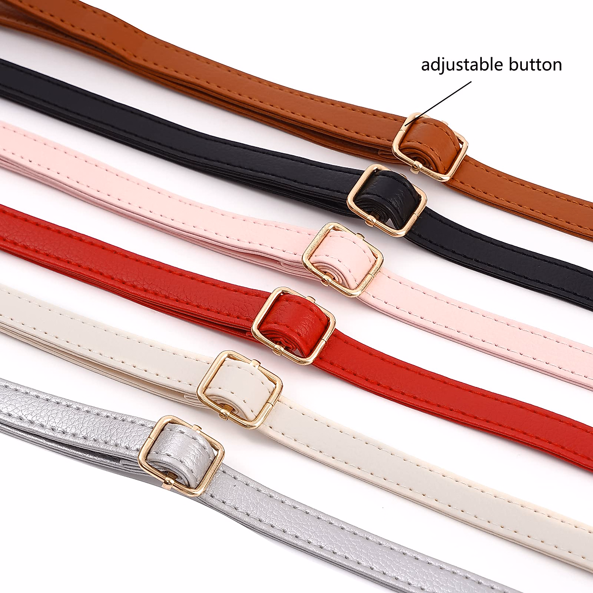 Xiazw Adjustable Soft PU Leather Shoulder Crossbody Purse Strap Bag Chain Replacement (Red - Gold)