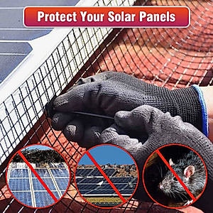 MAPORCH 6"x120FT Solar Mesh Screen for Bird Proofing Solar Panels, Solar Panel Bird Guard & Black PVC Coated Galvanized Steel with 60 Fastener Solar Panel Clips, Cutting Scissor & Gloves Included