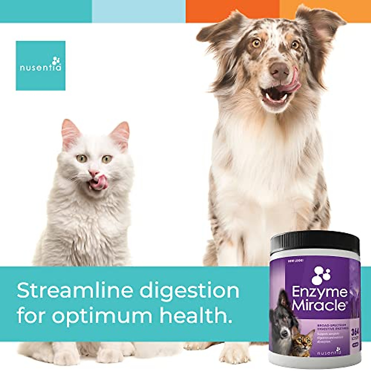 Enzymes for Dogs & Cats - Enzyme Miracle - Systemic & Digestive Enzyme Formula - Powder - 364 Servings - Vegetarian