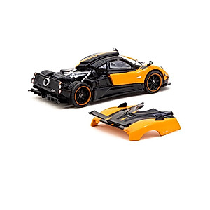 Pagani Zonda Cinque Arancio Saint Tropez Orange Metallic and Black Global64 Series 1/64 Diecast Model Car by Tarmac Works T64G-TL021-OR