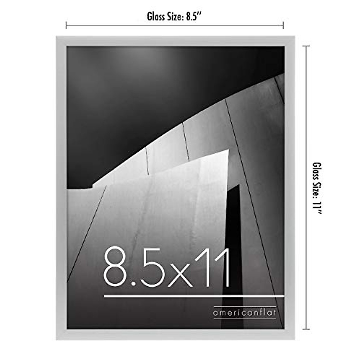 Americanflat 8.5x11 Picture Frame in Silver - Thin Border Frame with Shatter Resistant Glass - Horizontal and Vertical Formats for Wall and Tabletop