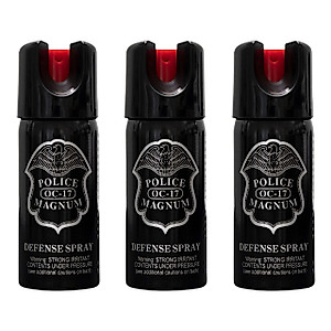 POLICE MAGNUM Pepper Spray- Portable Self Defense- Made in The USA- Maximum Strength-16ft Range- 2oz Twist Lock (3 Pack)